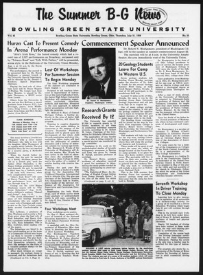 "The Summer B-G News July 31, 1958" by Bowling Green State University