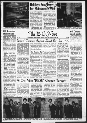 "The B-G News January 6, 1961" by Bowling Green State University