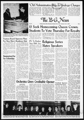 "The B-G News October 16, 1962" by Bowling Green State University