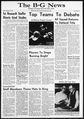 "The B-G News February 19, 1965" by Bowling Green State University