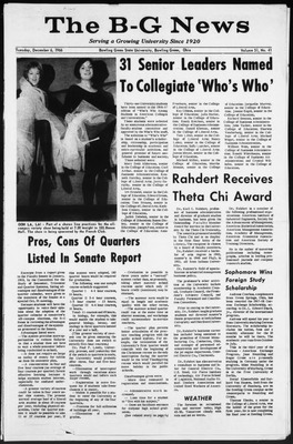 "The B-G News December 6, 1966" by Bowling Green State University