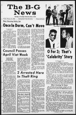 "The B-G News February 16, 1968" by Bowling Green State University