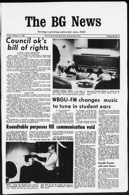 "The BG News October 11, 1968" by Bowling Green State University