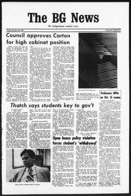 "The BG News October 10, 1969" by Bowling Green State University