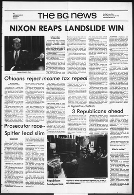 "The BG News November 8, 1972" by Bowling Green State University