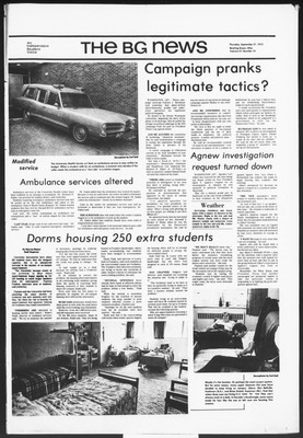 "The BG News September 27, 1973" by Bowling Green State University