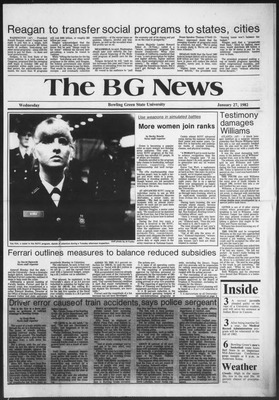 "The BG News January 27, 1982" by Bowling Green State University