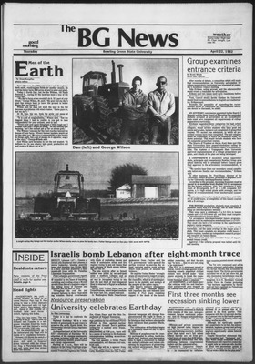 "The BG News April 22, 1982" by Bowling Green State University