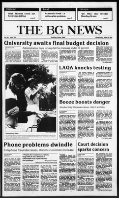 "The BG News June 10, 1987" by Bowling Green State University