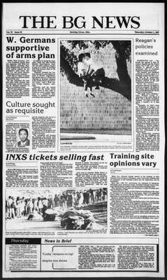 "The BG News October 1, 1987" by Bowling Green State University