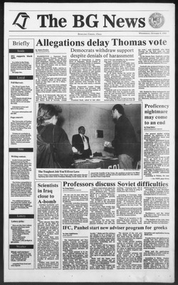 "The BG News October 9, 1991" by Bowling Green State University