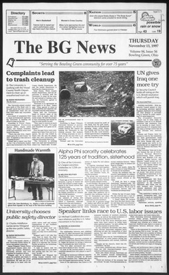 "The BG News November 13, 1997" by Bowling Green State University