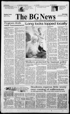 "The BG News September 13, 1999" by Bowling Green State University