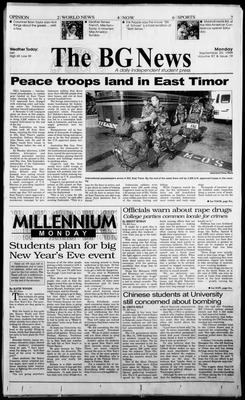 "The BG News September 20, 1999" by Bowling Green State University