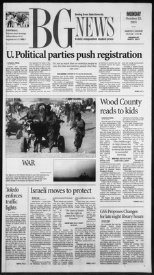 "The BG News October 22, 2001" by Bowling Green State University