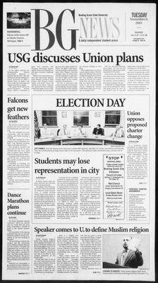 "The BG News November 6, 2001" by Bowling Green State University