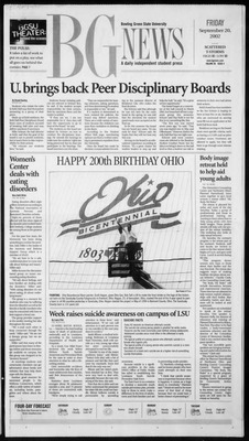 "The BG News September 20, 2002" by Bowling Green State University