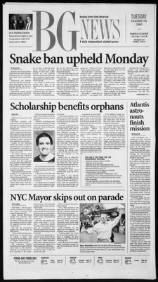 "The BG News October 15, 2002" by Bowling Green State University