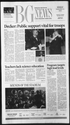 "The BG News November 22, 2004" by Bowling Green State University